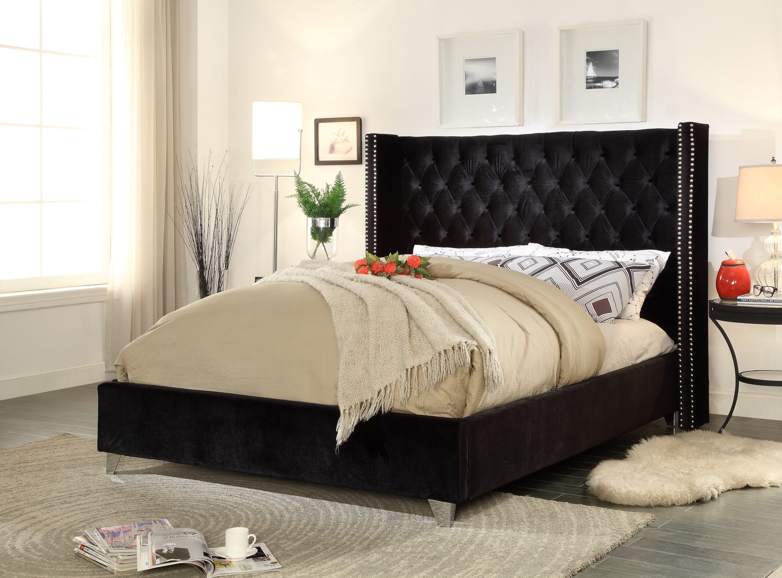 Myrah Wingback Bed Frame – Murphey Beds